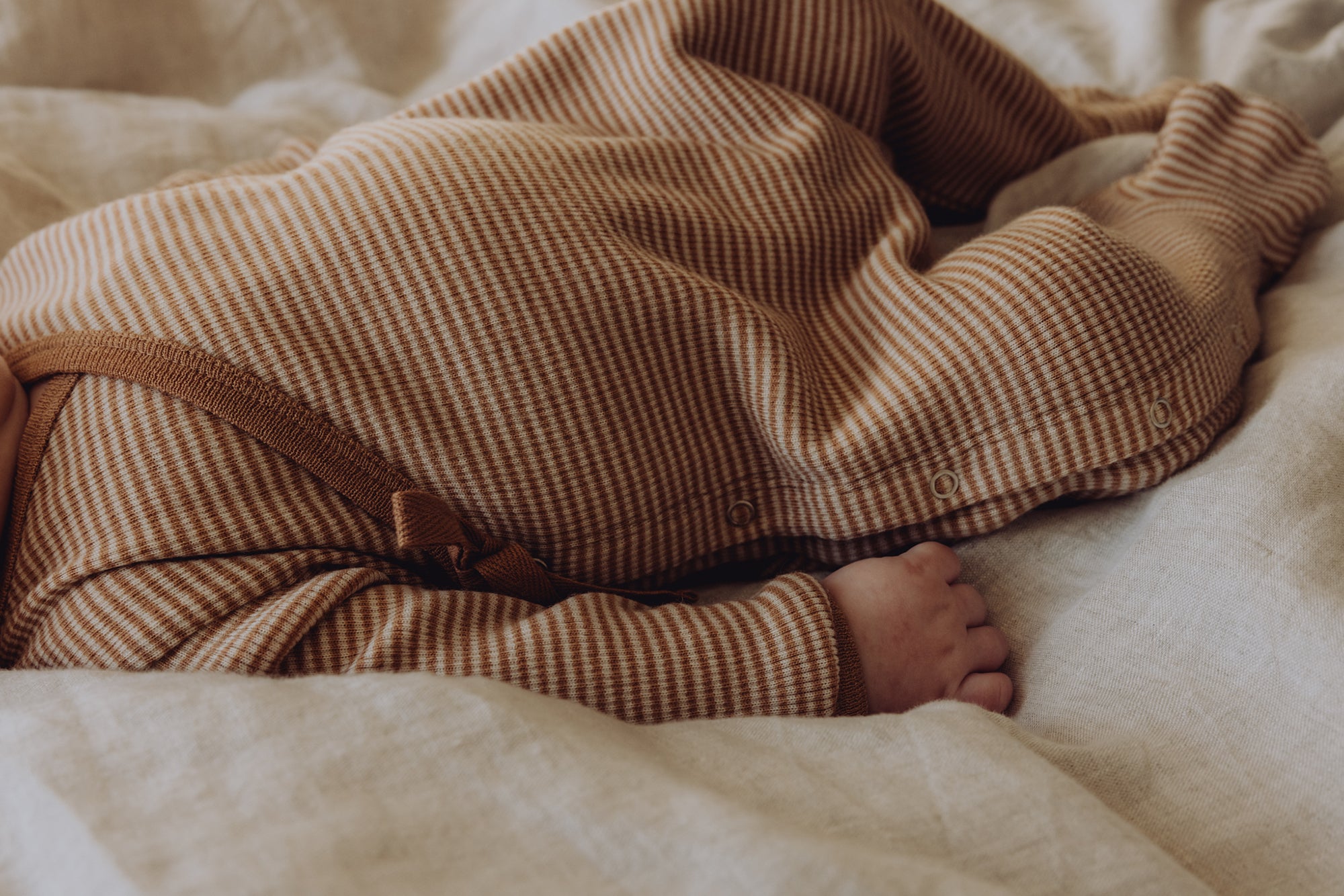 Wool Rib Footie - Fawn Stripe | Finch & Fable