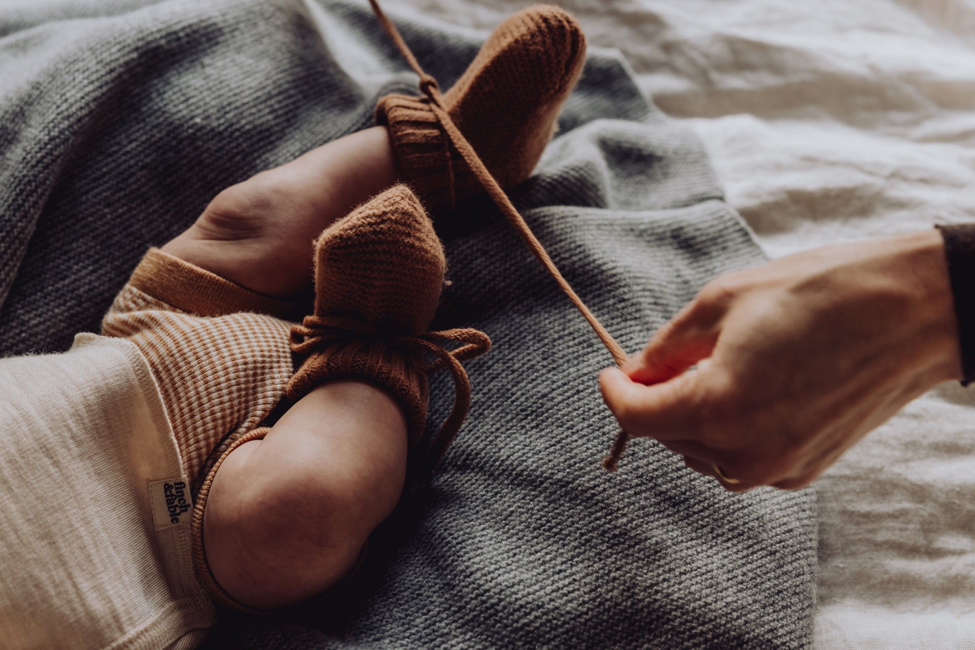 Wool Knitted Blanket - Dove | Finch & Fable